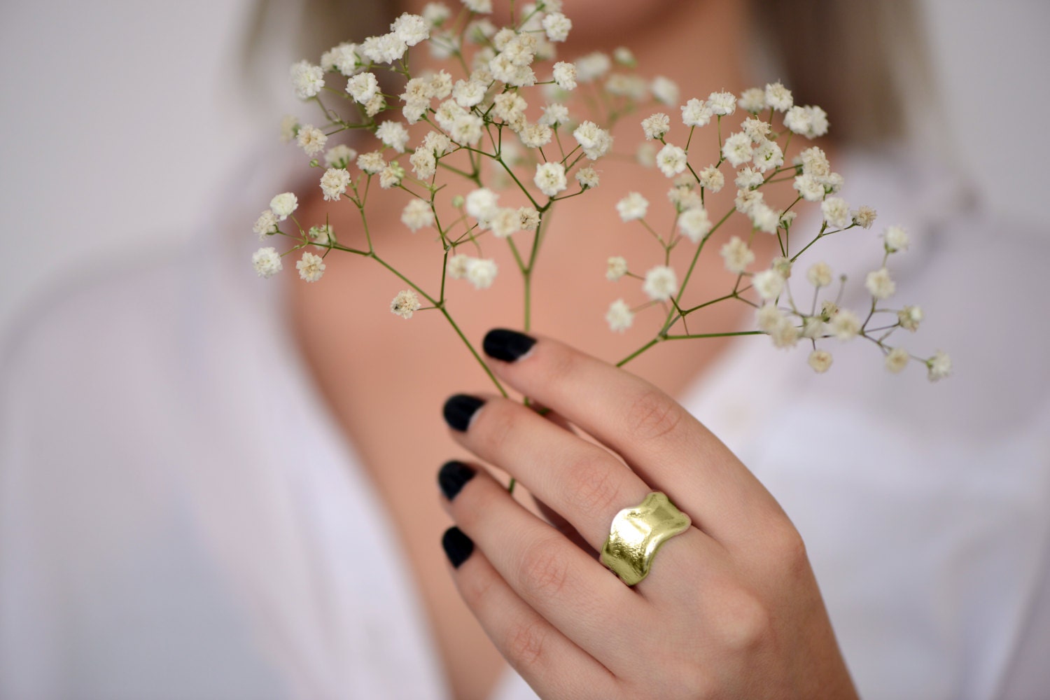 Rose Gold Raw Wedding Ring , Wide Rose Gold Band , Handmade Gold ...