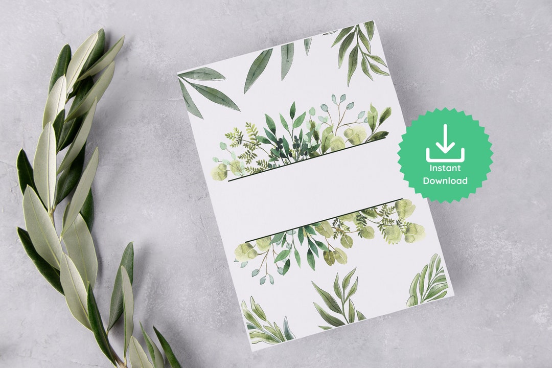 Eucalyptus Greenery Editable Blank Template, Printable Cards, Custom ...