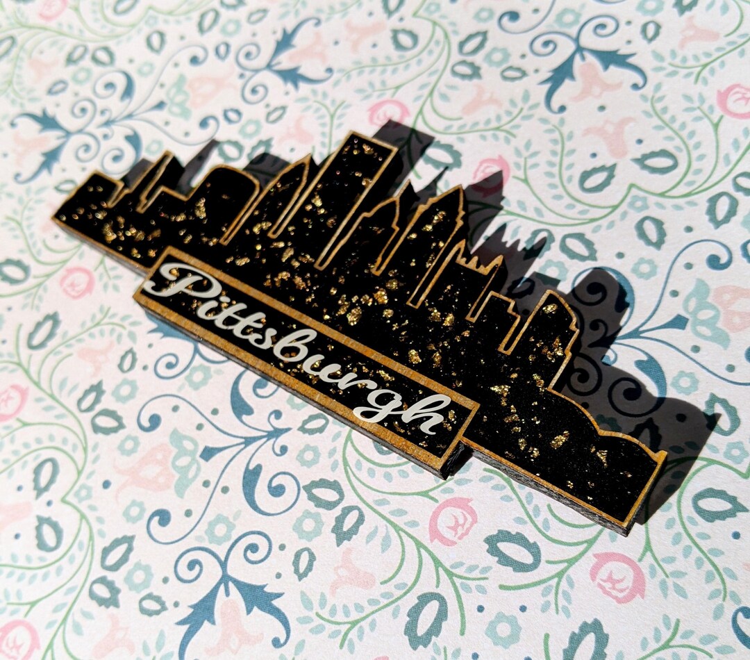 Pittsburgh Skyline Magnet, Epoxy, Wood, Souvenir, Gift Pittsburgher ...