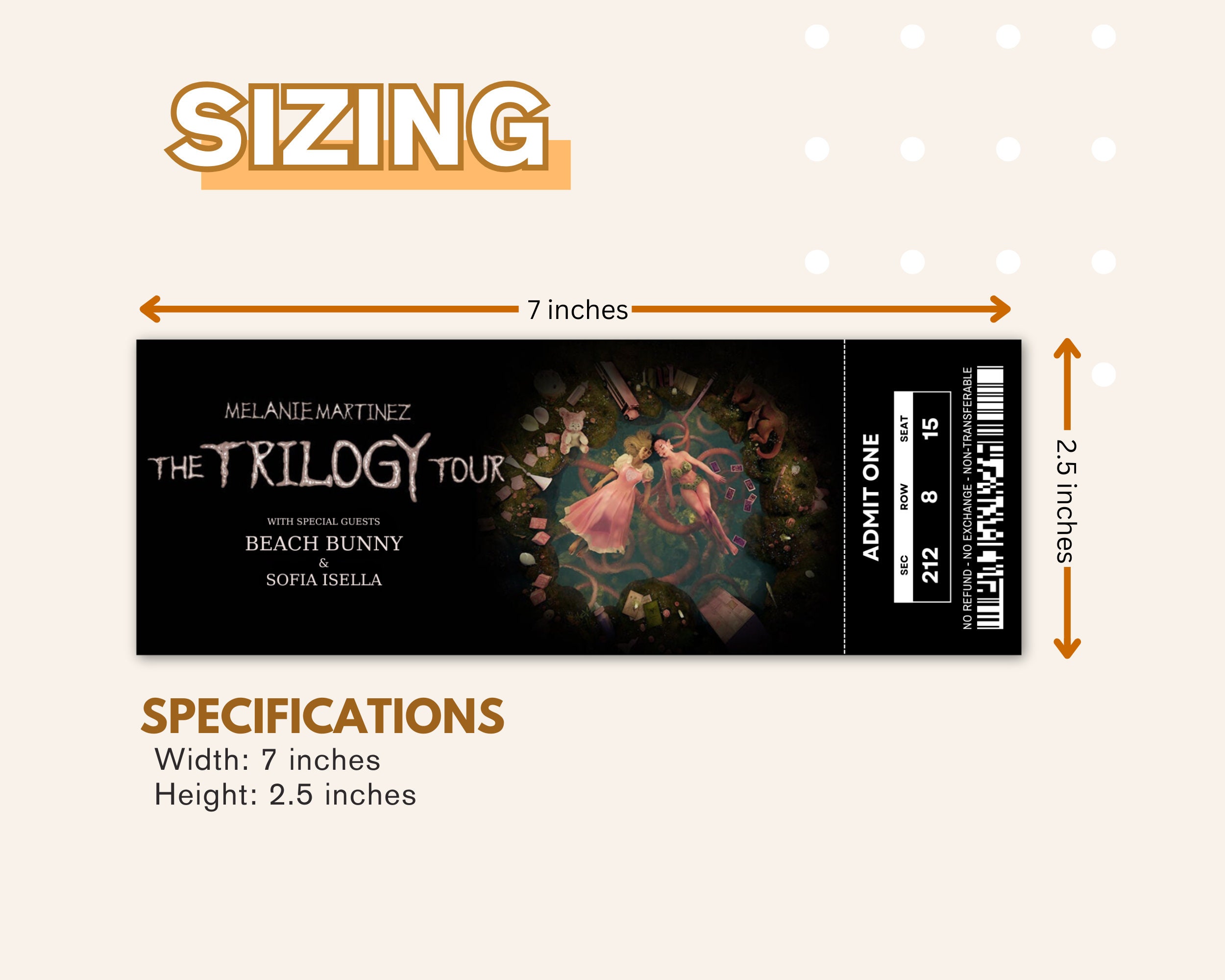 Melanie Martinez Editable Concert Ticket, Melanie the Trilogy 2024 ...