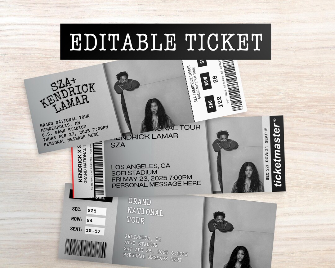 Buy Editable Kendrick Lamar SZA Concert Ticket, Grand National 2025 ...