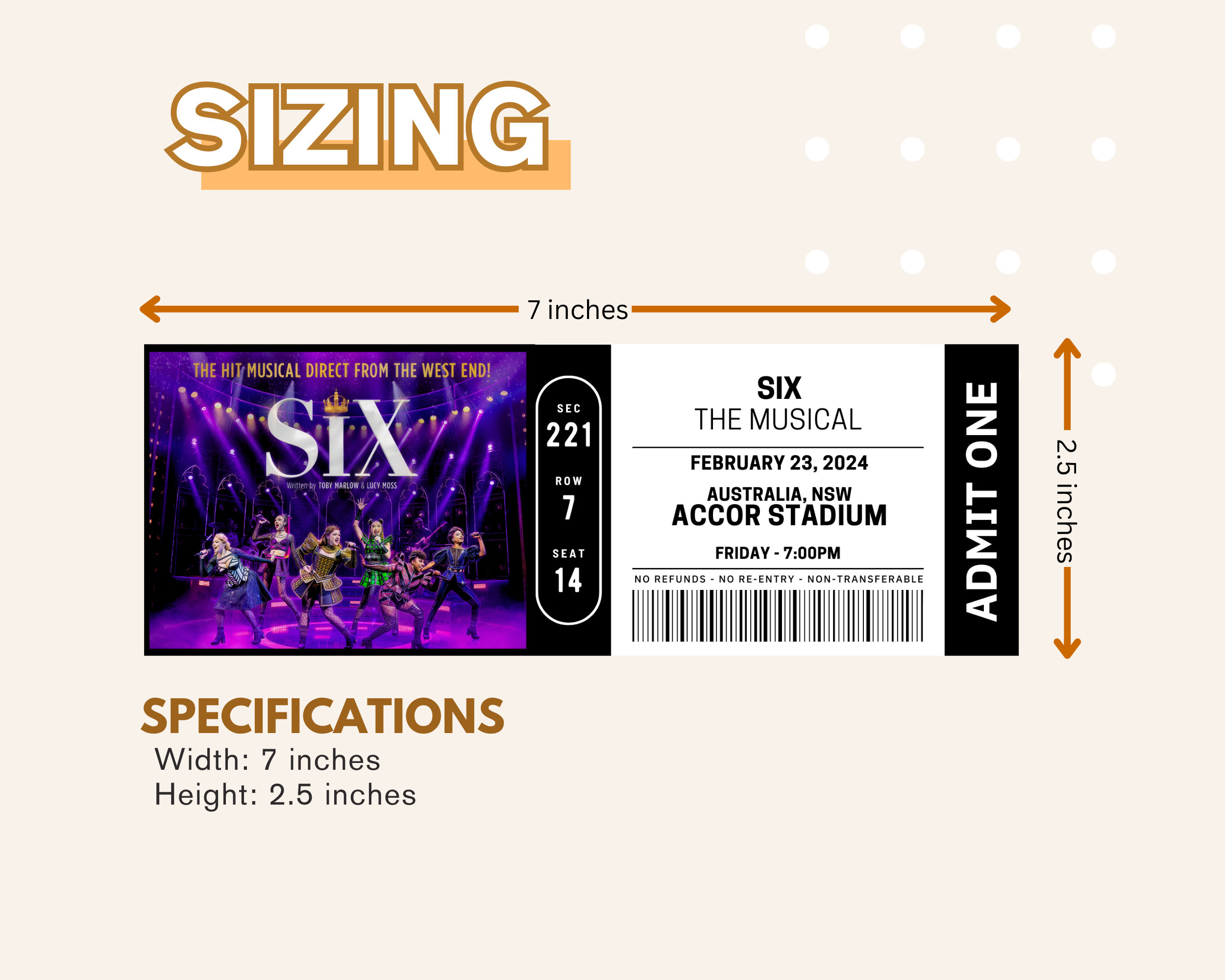 Six Editable Theatre Ticket, Six the Musical 2024, Memorabilia Surprise ...