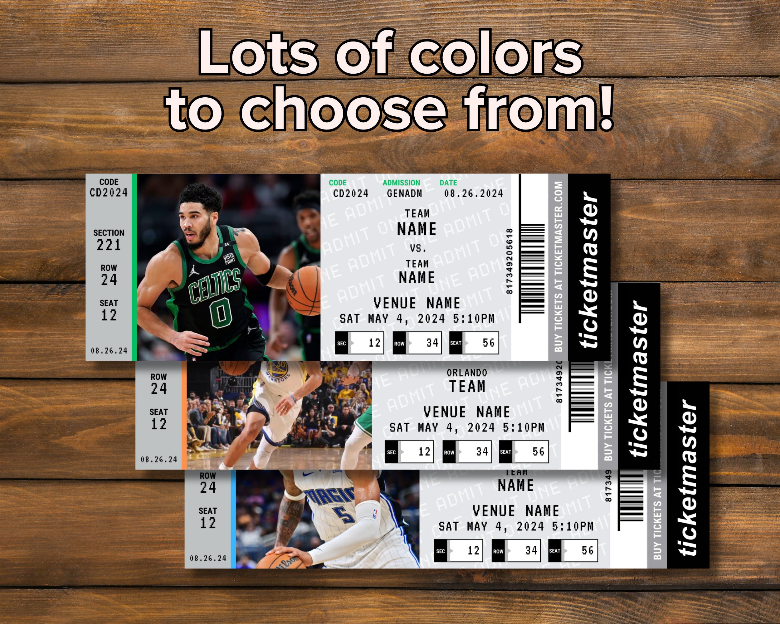Editable Basketball Ticket, Basketball Game Surprise Gift, Custom ...