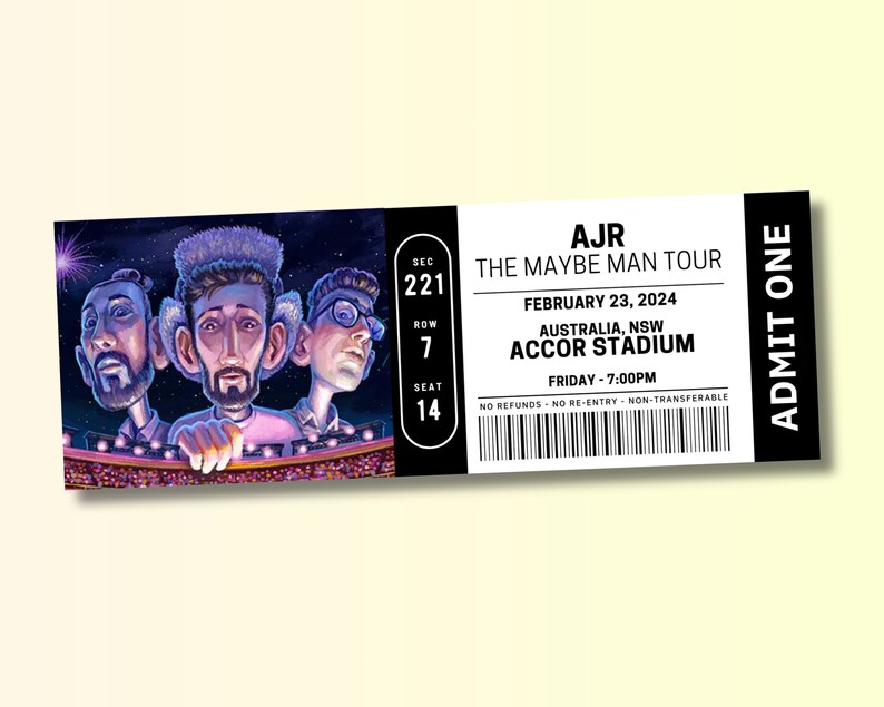 AJR Editable Concert Ticket, AJR Maybe the Man 2024, Memorabilia ...