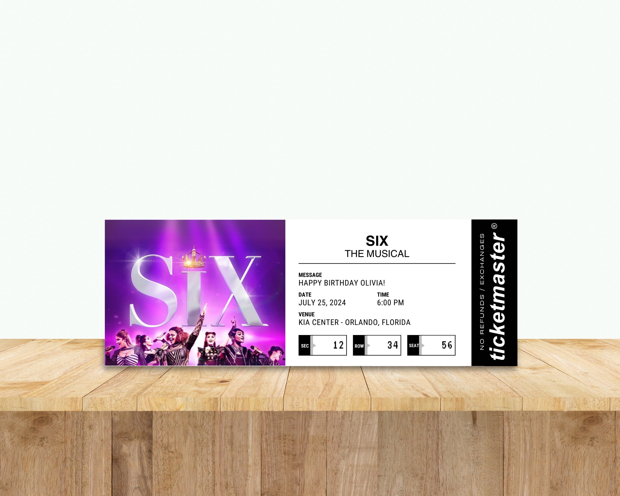 Six Editable Theatre Ticket, Six the Musical 2024, Memorabilia Surprise ...