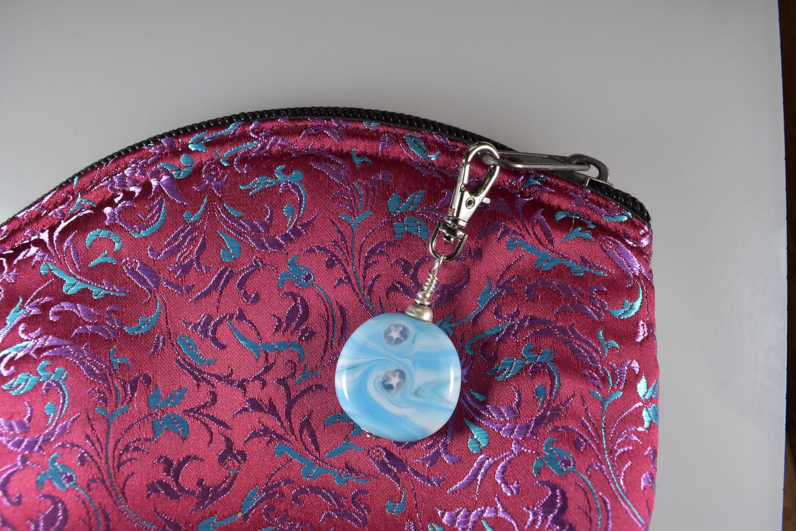 Lamp Work Glass Bead Clasp Turquoise and White - Etsy