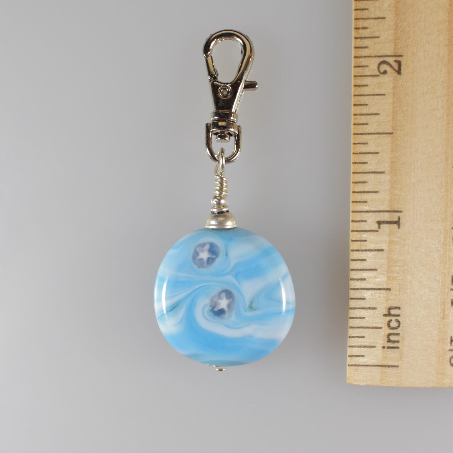 Lamp Work Glass Bead Clasp Turquoise and White - Etsy