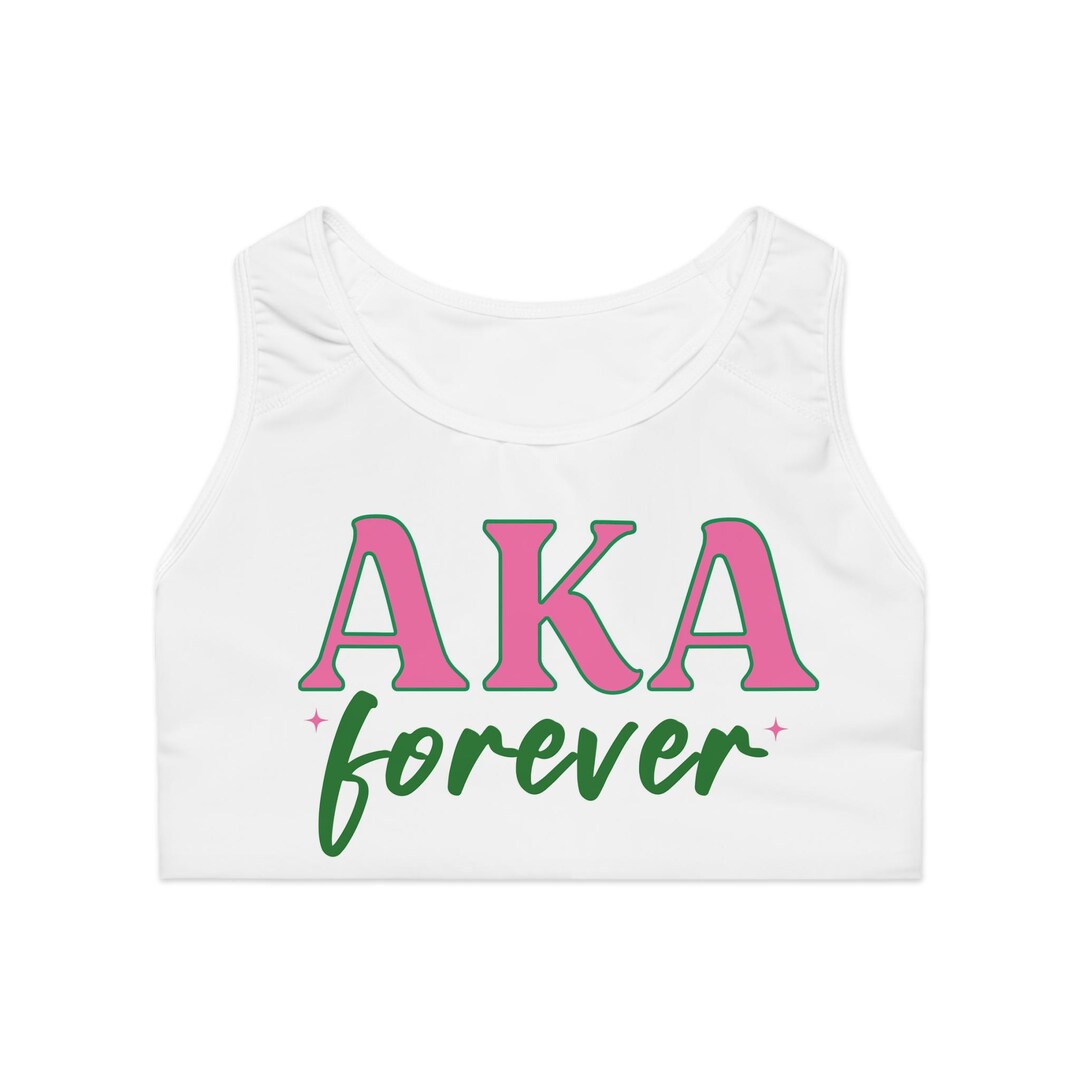 Alpha Kappa Alpha Sorority Sports Bra pink and Green Workout Top Sports ...