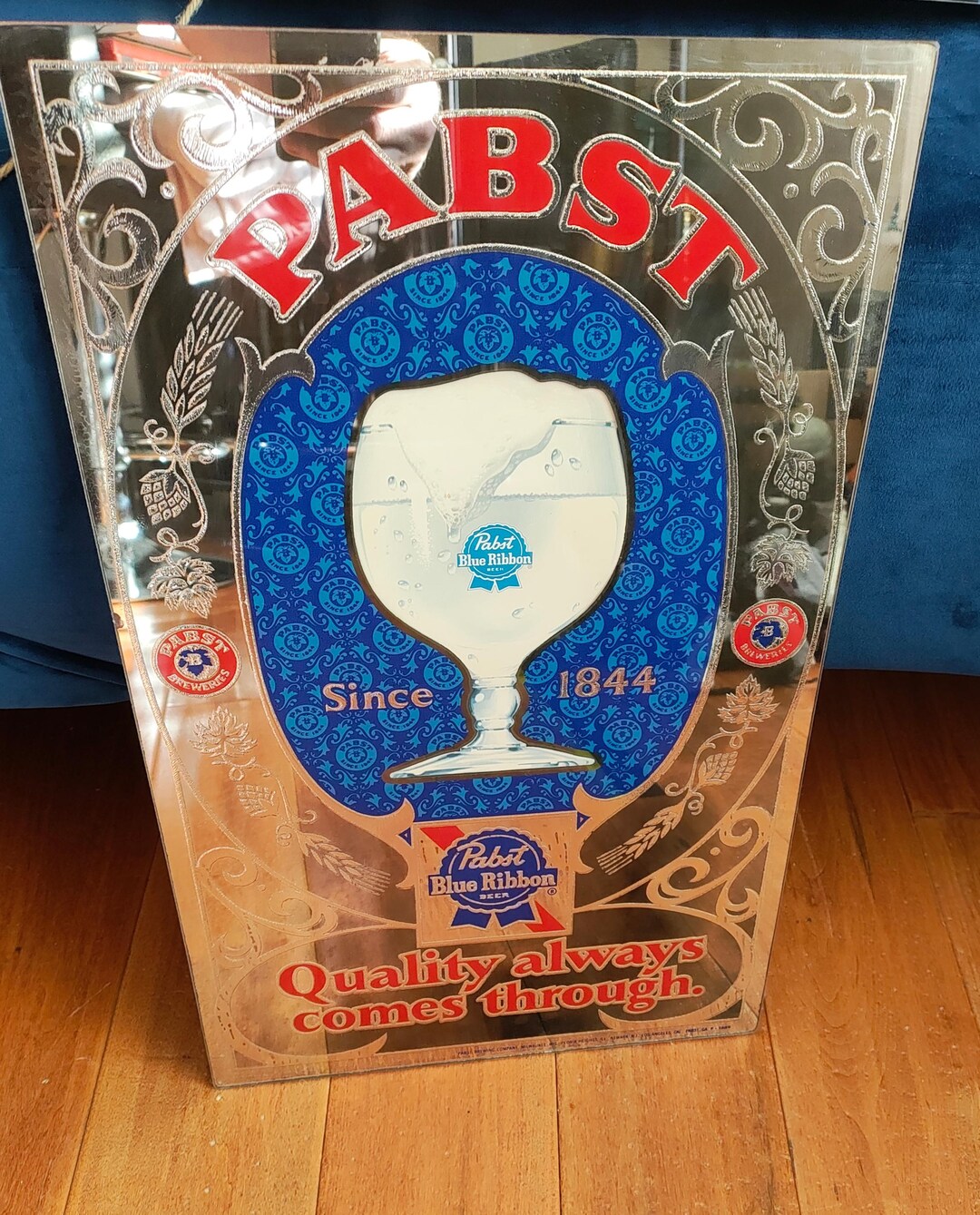 Pabst Blue Ribbon Vintage Mirror Sign. Made by Beeco Mfg. Chicago IL ...