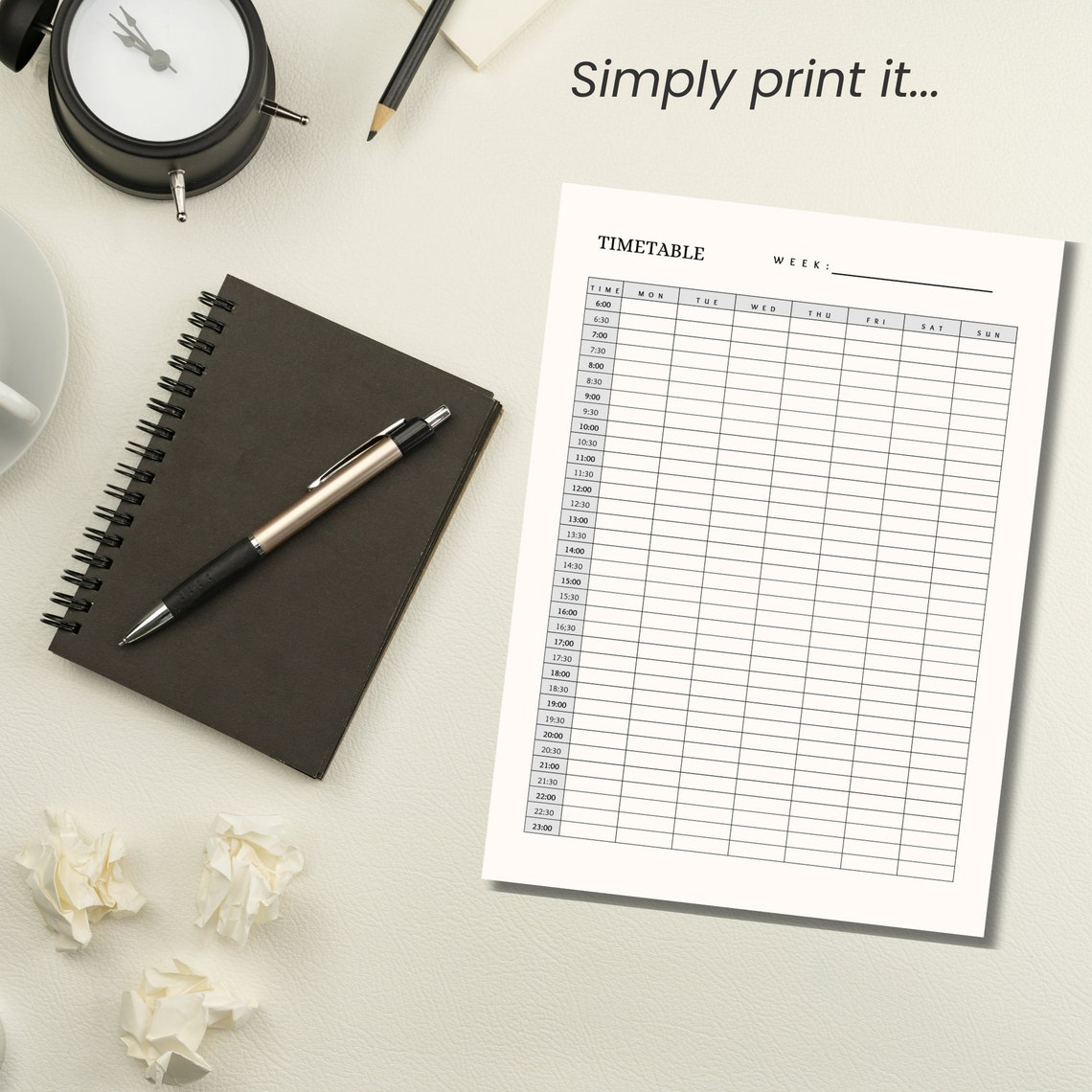 Weekly Planner Timetable 5 Designs, A4/a5/letter Size, Sunday or Monday ...