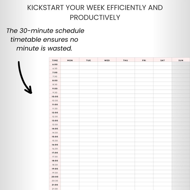 Weekly Planner Timetable 5 Designs, A4/a5/letter Size, Sunday or Monday ...