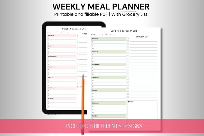 5-in-1 Weekly Meal Planner: Organize Meals, Grocery Lists, and Notes ...