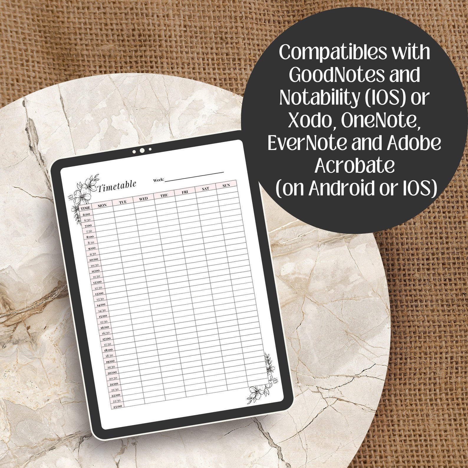 Weekly Planner Timetable 5 Designs, A4/a5/letter Size, Sunday or Monday ...