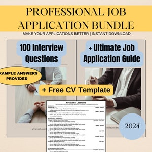 Professional Job Application & Interview Bundle, 100 Interview ...