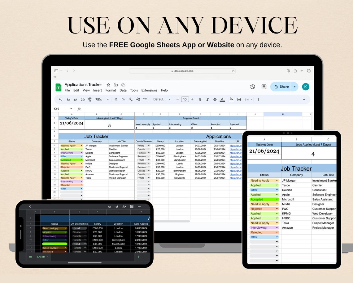 Job Application Tracker | Google Sheets | Job Planner | Interview and ...