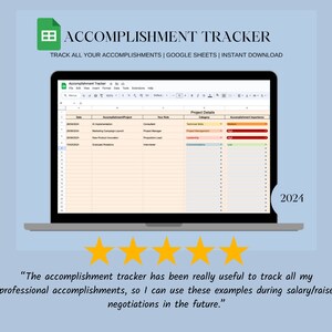 Career Accomplishment Tracker, Google Sheets Template, 2024, Instant ...