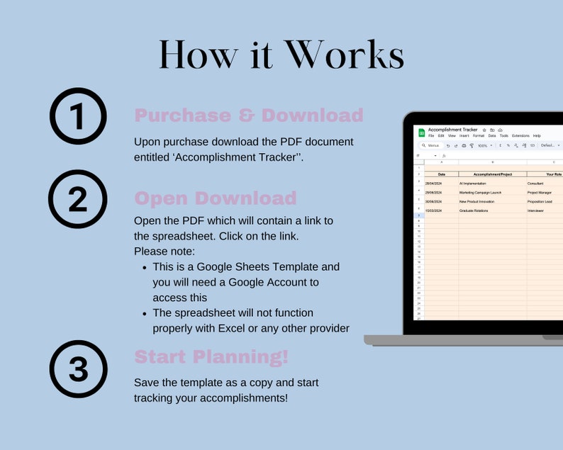 Career Accomplishment Tracker, Google Sheets Template, 2024, Instant ...
