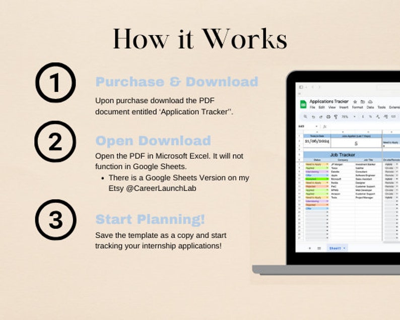 Internship & Job Application Tracker | Excel Template | Student Job ...