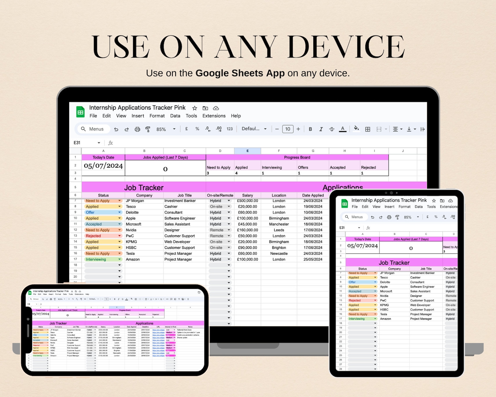 Ultimate Internship and Job Application Tracker Excel Template Job ...