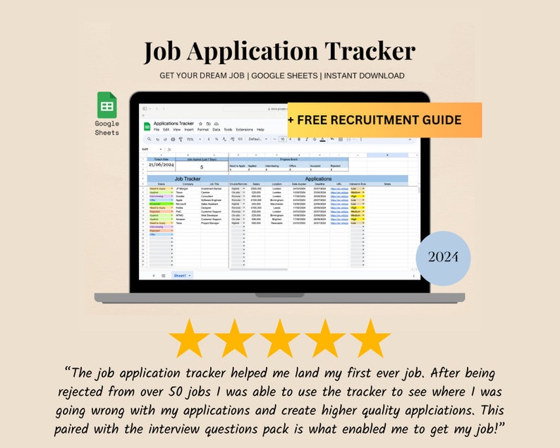 Job Application Tracker | Google Sheets | Job Planner | Interview and ...