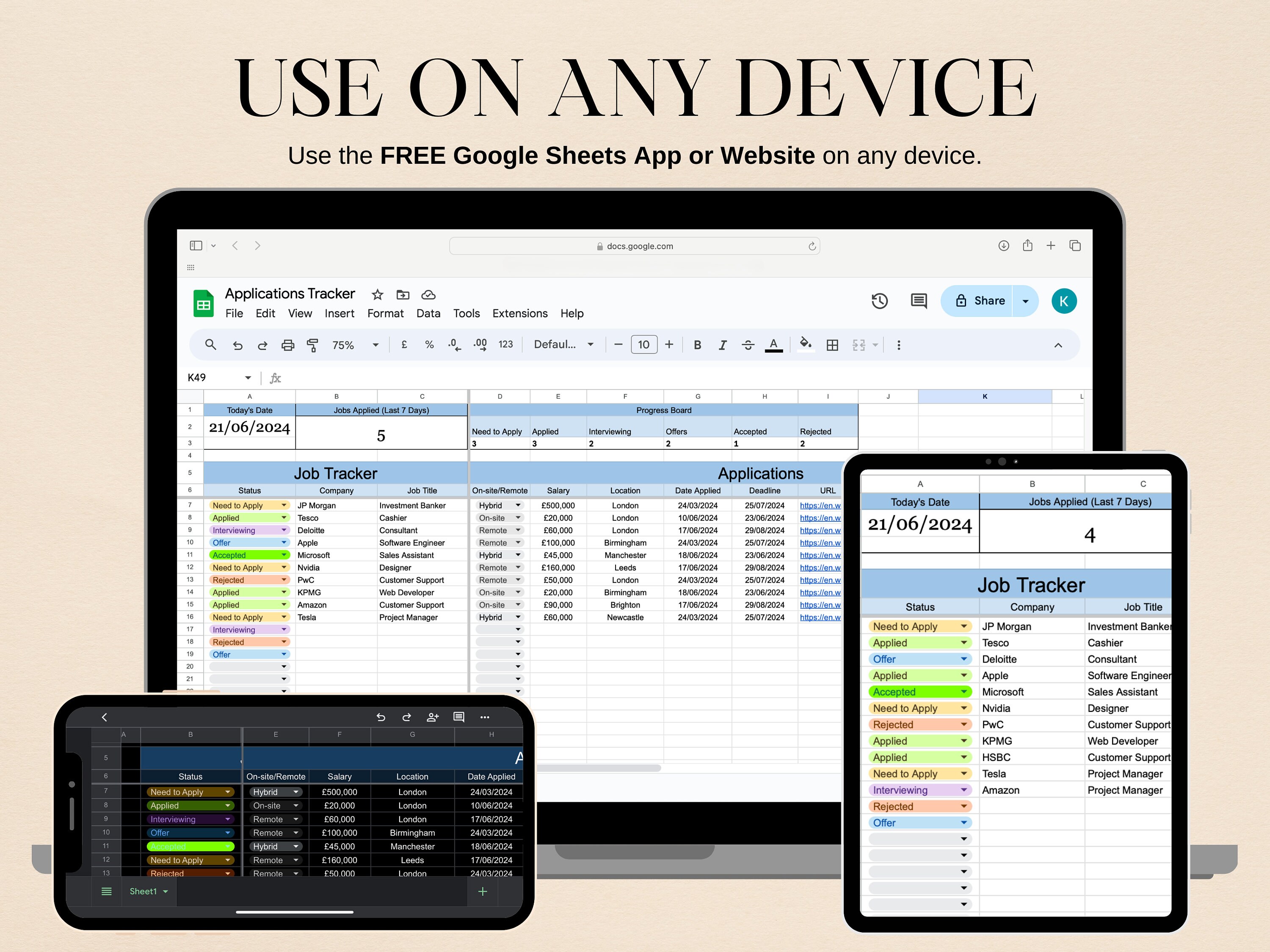 Ultimate Internship and Job Application Tracker | Google Sheets ...