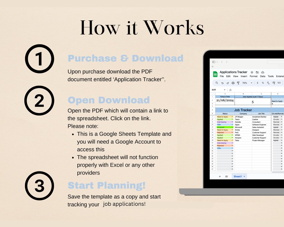 Job Application Tracker | Google Sheets | Job Planner | Interview and ...