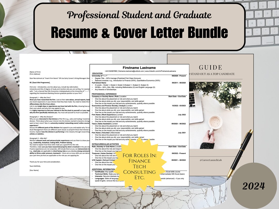 Student Professional Resume & Cover Letter Template + Recruitment Guide ...