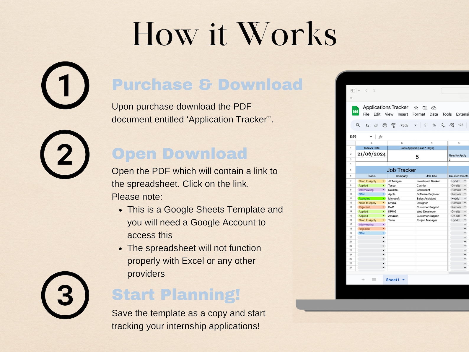 Ultimate Internship and Job Application Tracker | Google Sheets ...