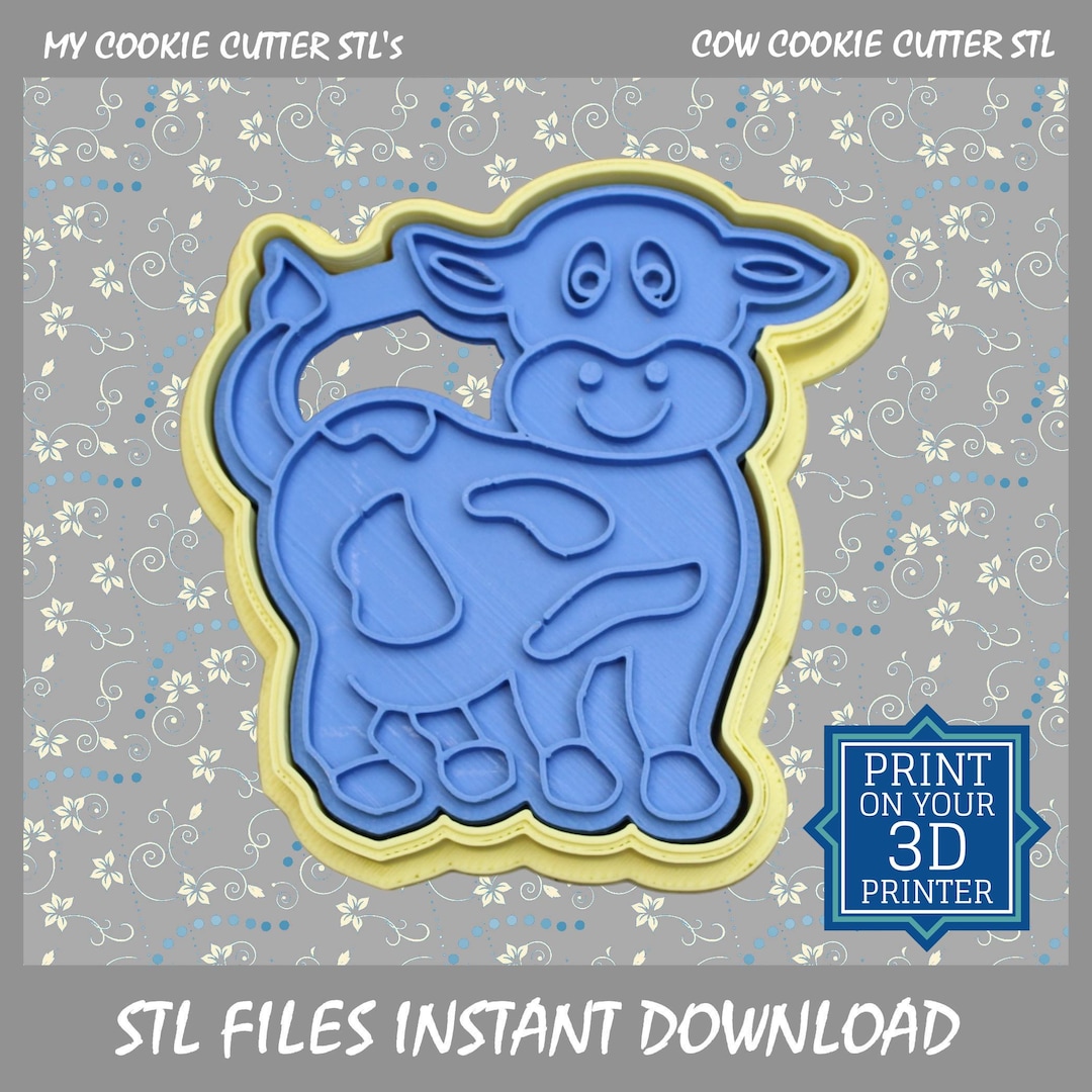 Cow Cookie Cutter and Embossing Stamp / Fondant Imprint STL. Print on ...