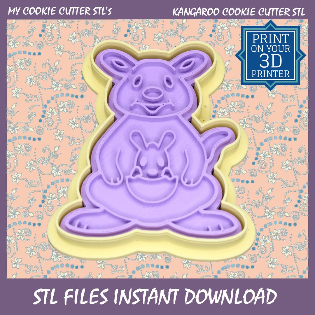 Kangaroo Cookie Cutter and Embossing Stamp / Fondant Imprint STL. Print ...