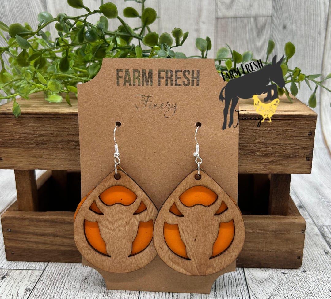 Steer Head Dangle Earrings | Hypoallergenic Ear Wires | Fun | Quirky ...