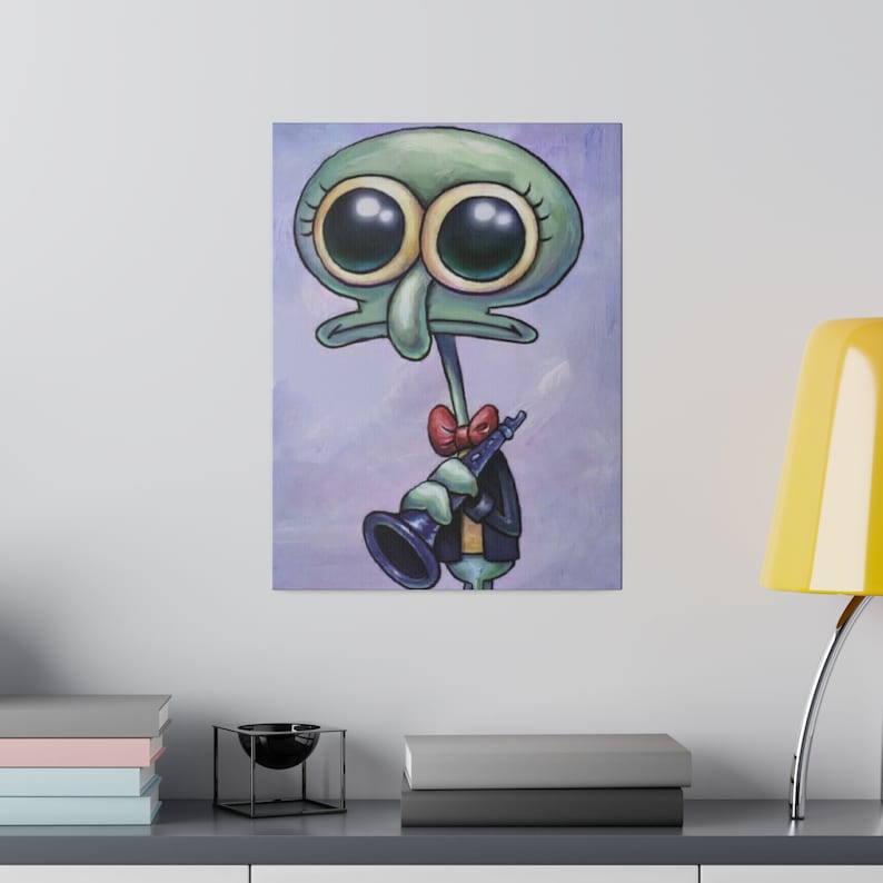 Funny Squidward Painting Print, Abstract Wall Art, Canvas Poster ...