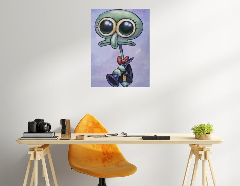 Funny Squidward Painting Print, Abstract Wall Art, Canvas Poster ...