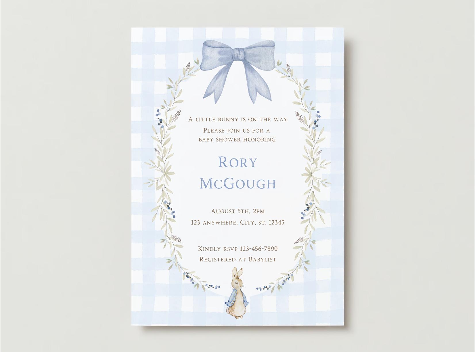 Peter Rabbit Baby Shower Invite,peter Rabbit Baby Shower,peter Rabbit ...