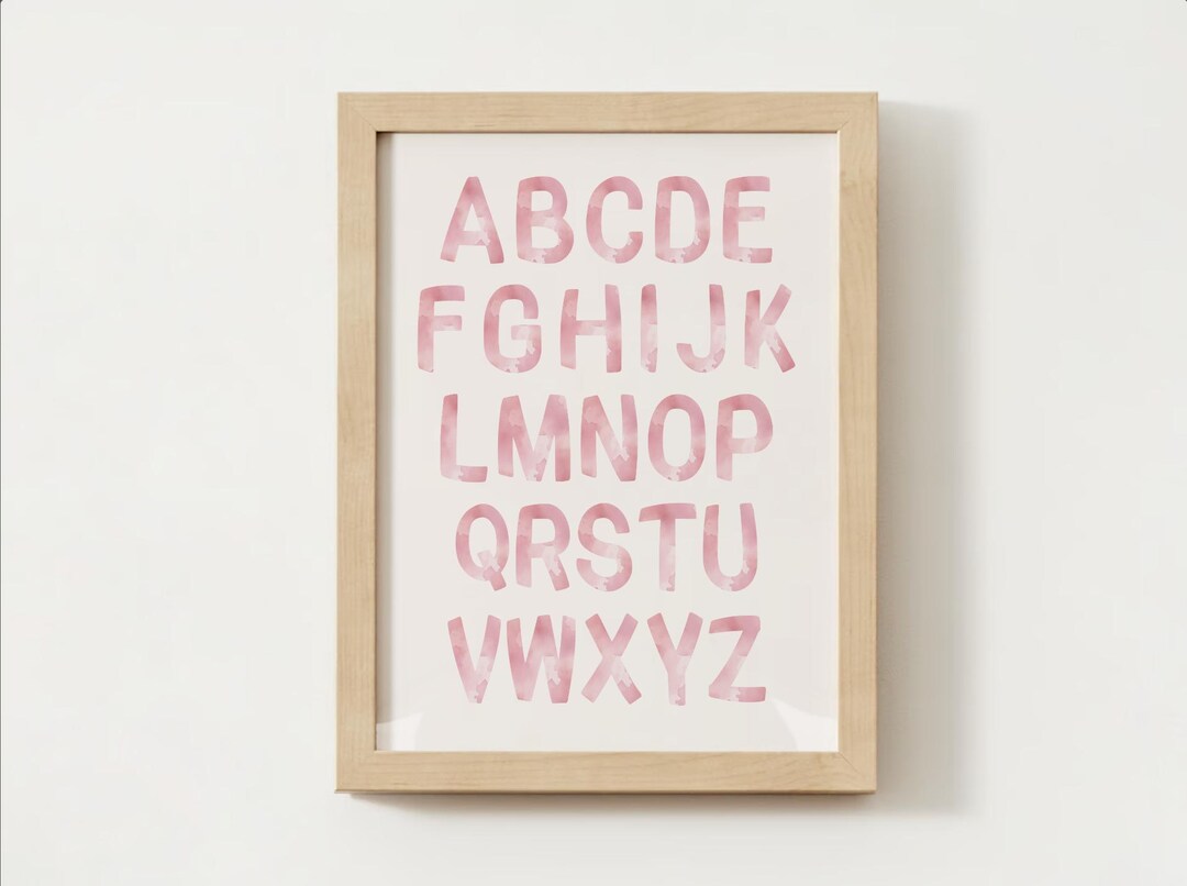 Alphabet Poster,watercolor Alphabet Poster,pink Alphabet Poster ...