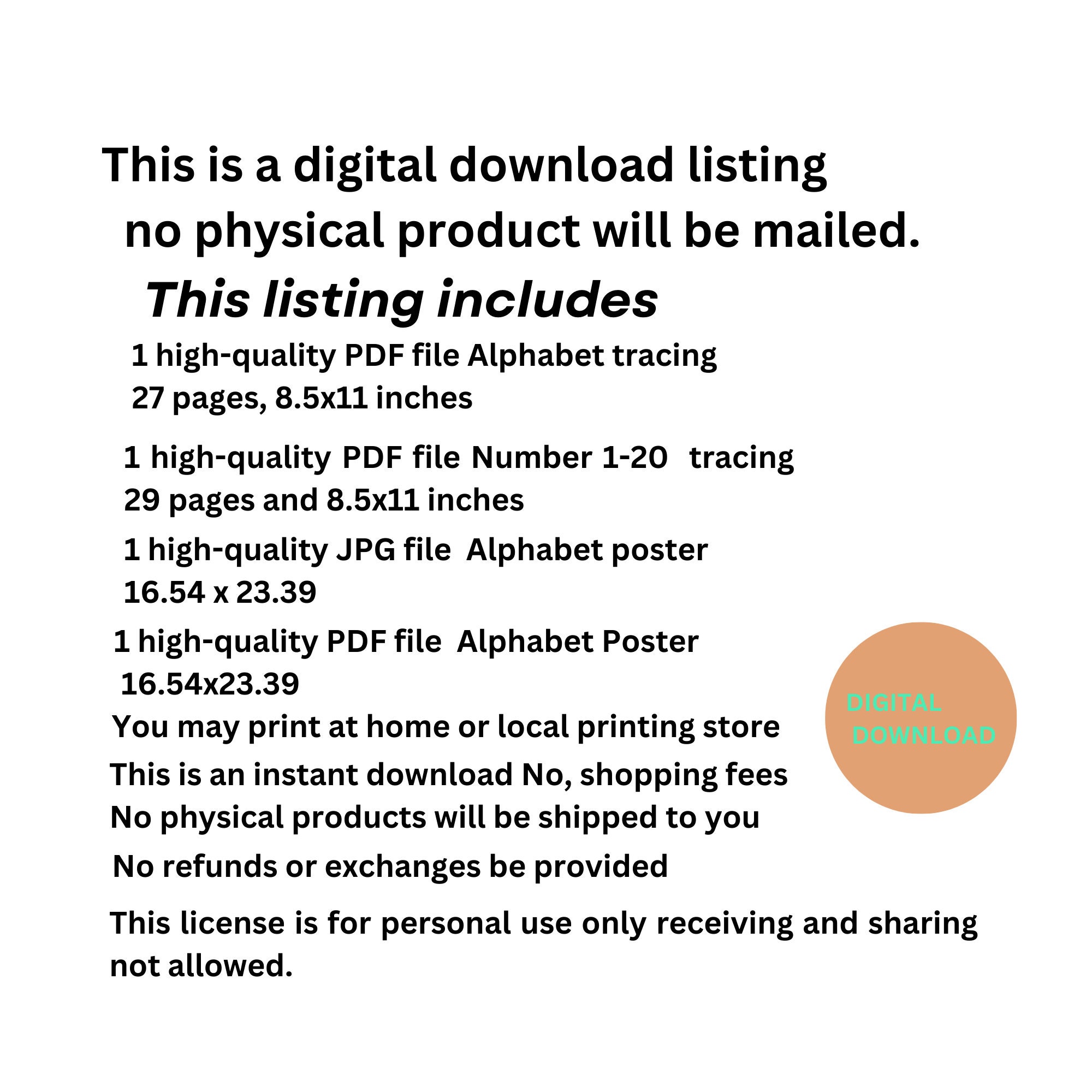 Alphabet and Number Preschool Worksheets, - Etsy