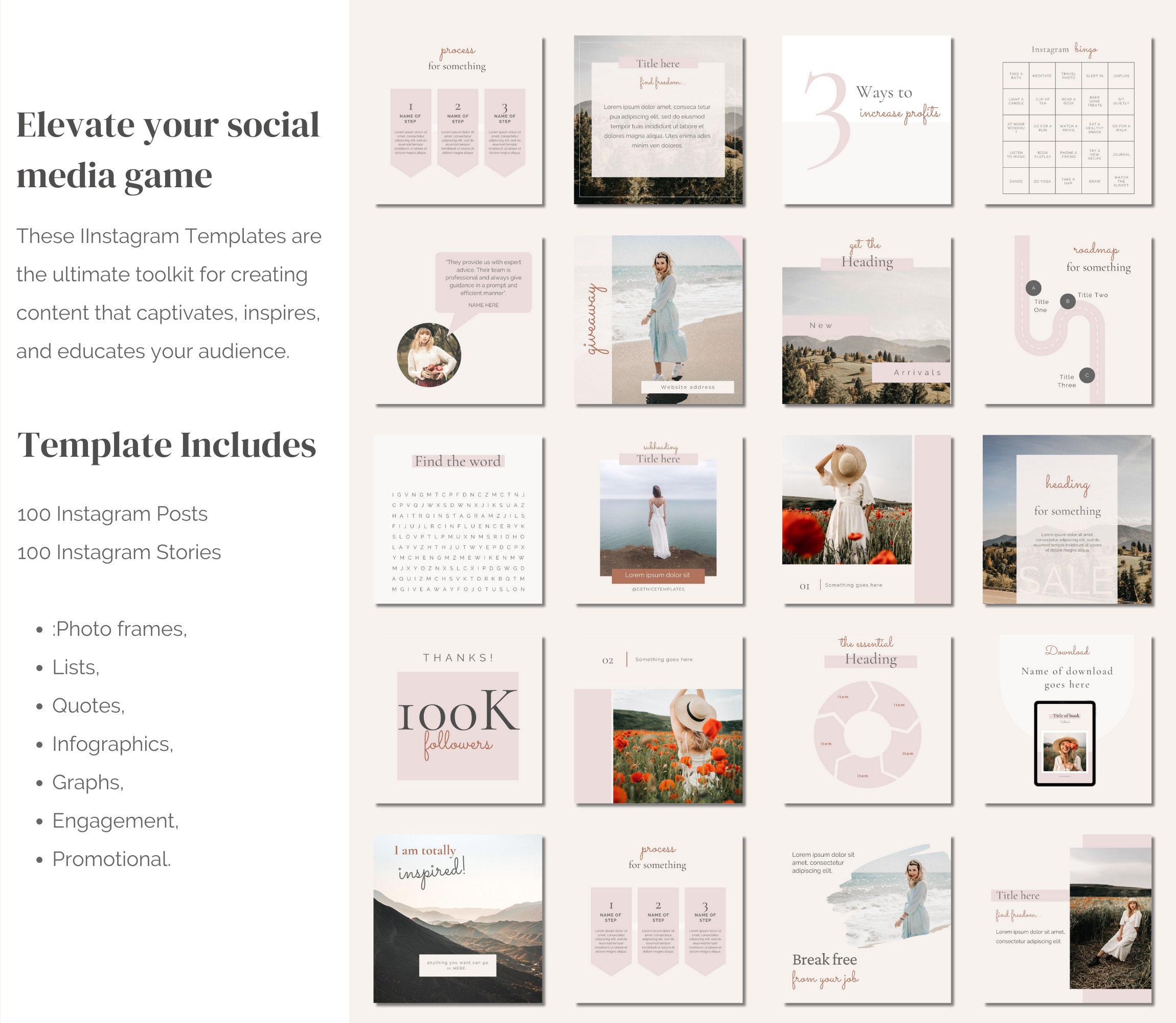 Feminine Instagram Templates: Calista Design for Canva (digital ...