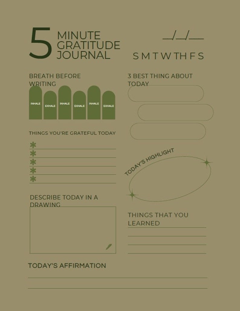 5 Minute Gratitude Journal - Etsy