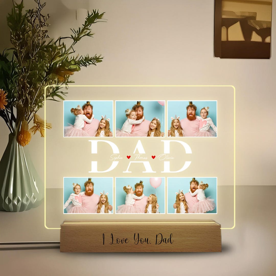 Personalized Daddy Picture Light, Daughter and Dad Picture Led, Photo ...
