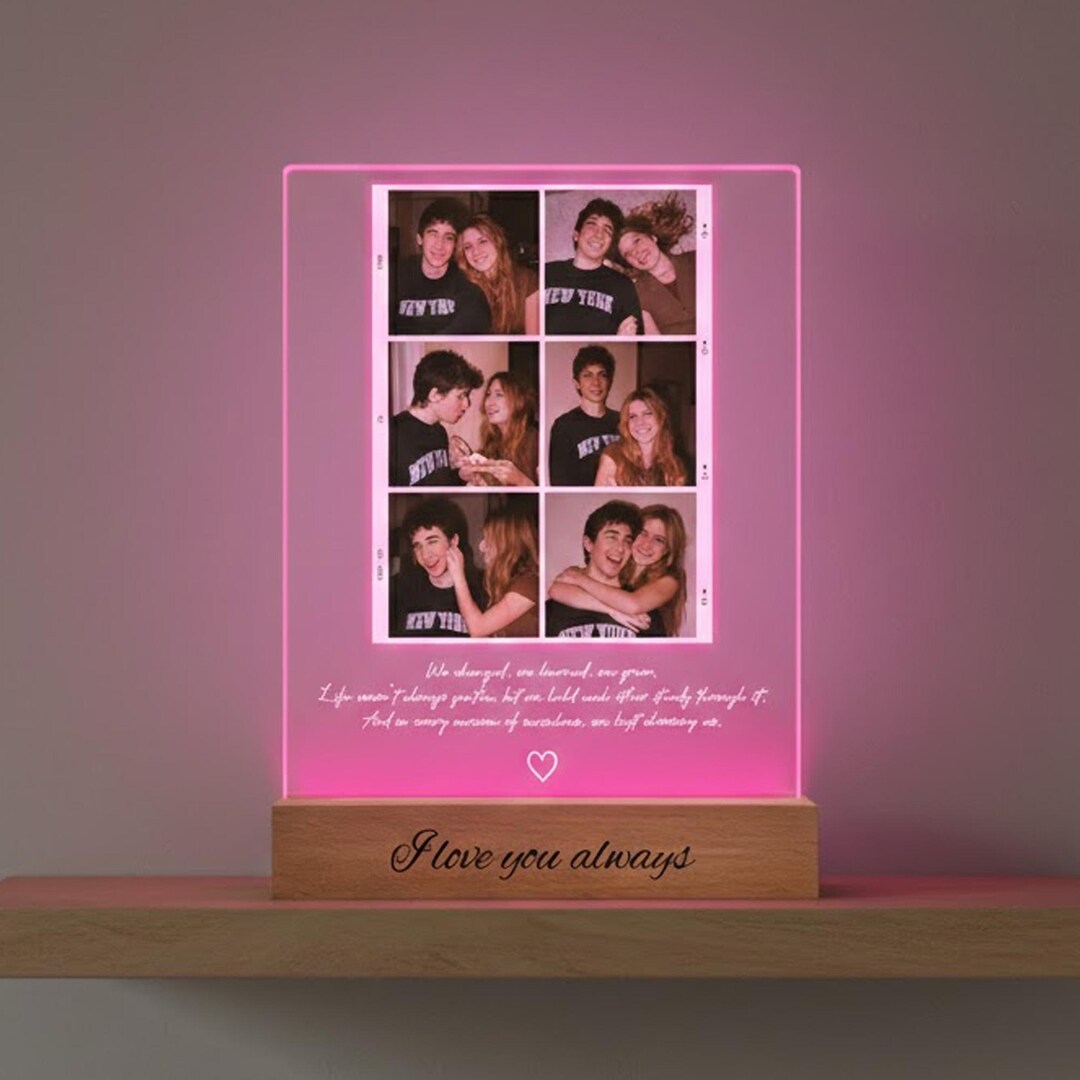 Personalized Photo LED Lamp – Custom Acrylic Light Gift for Couples ...