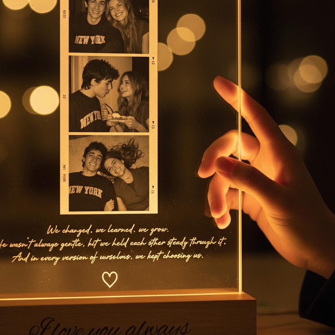 Romantic Couple Photo LED Night Light, Custom Film Strip Acrylic ...