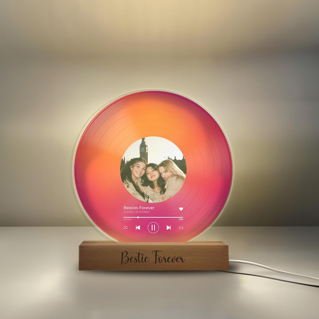 Personalized Vinyl Record Night Light, Custom Song & Picture Lamp ...