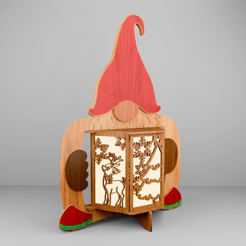 Christmas Gnome Lantern Laser Cut File, Christmas Gnome Scene Lantern ...
