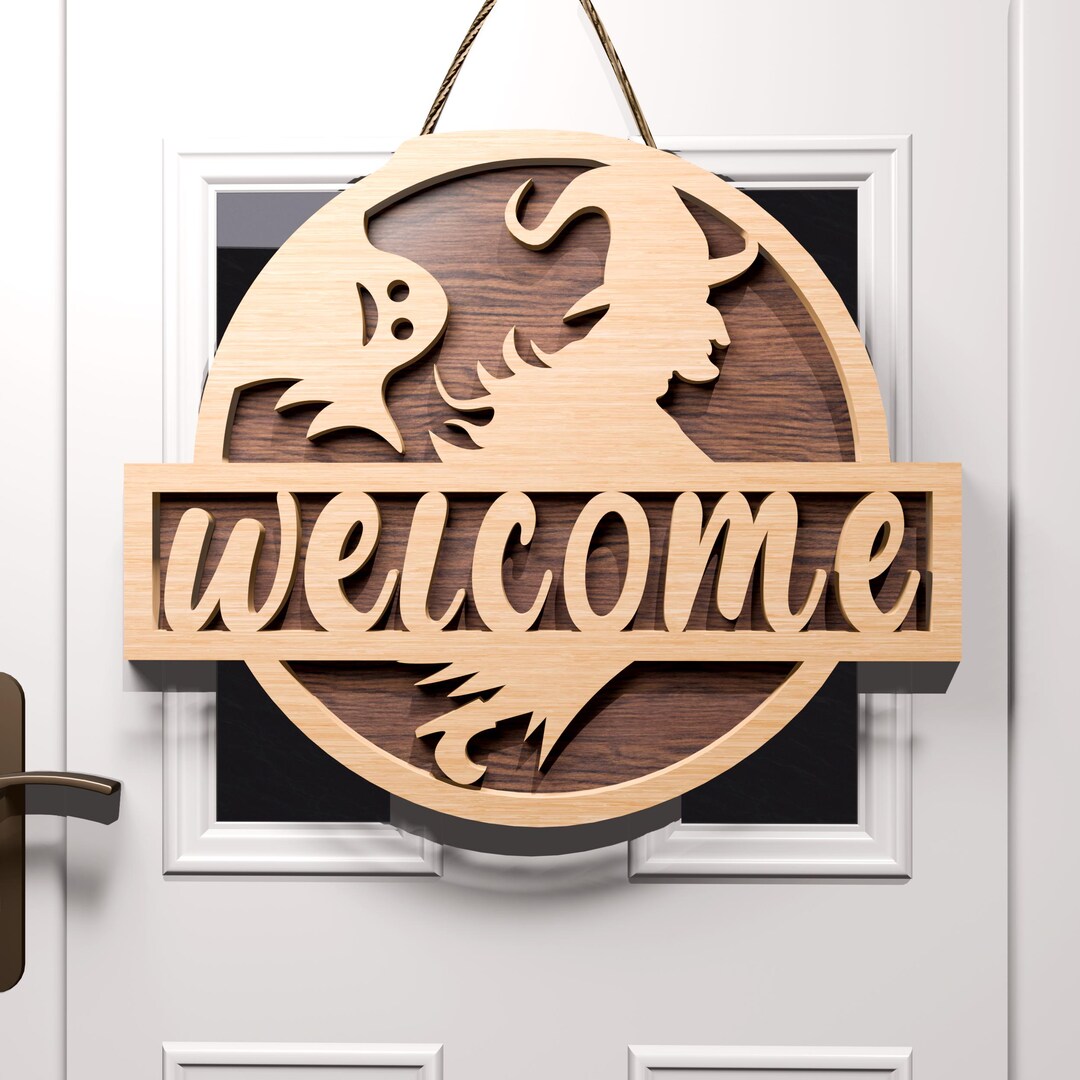 Witch Welcome Sign Svg , Spider Svg, Halloween Door Hanger SVG, Ghost ...