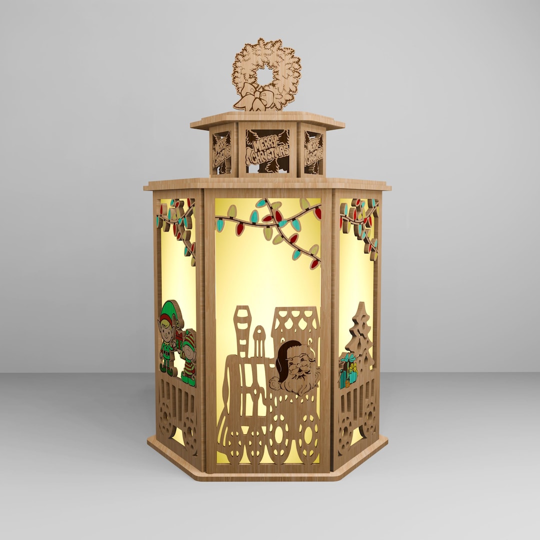 Christmas Lantern Laser Cut File, Christmas Characters Lantern Svg ...