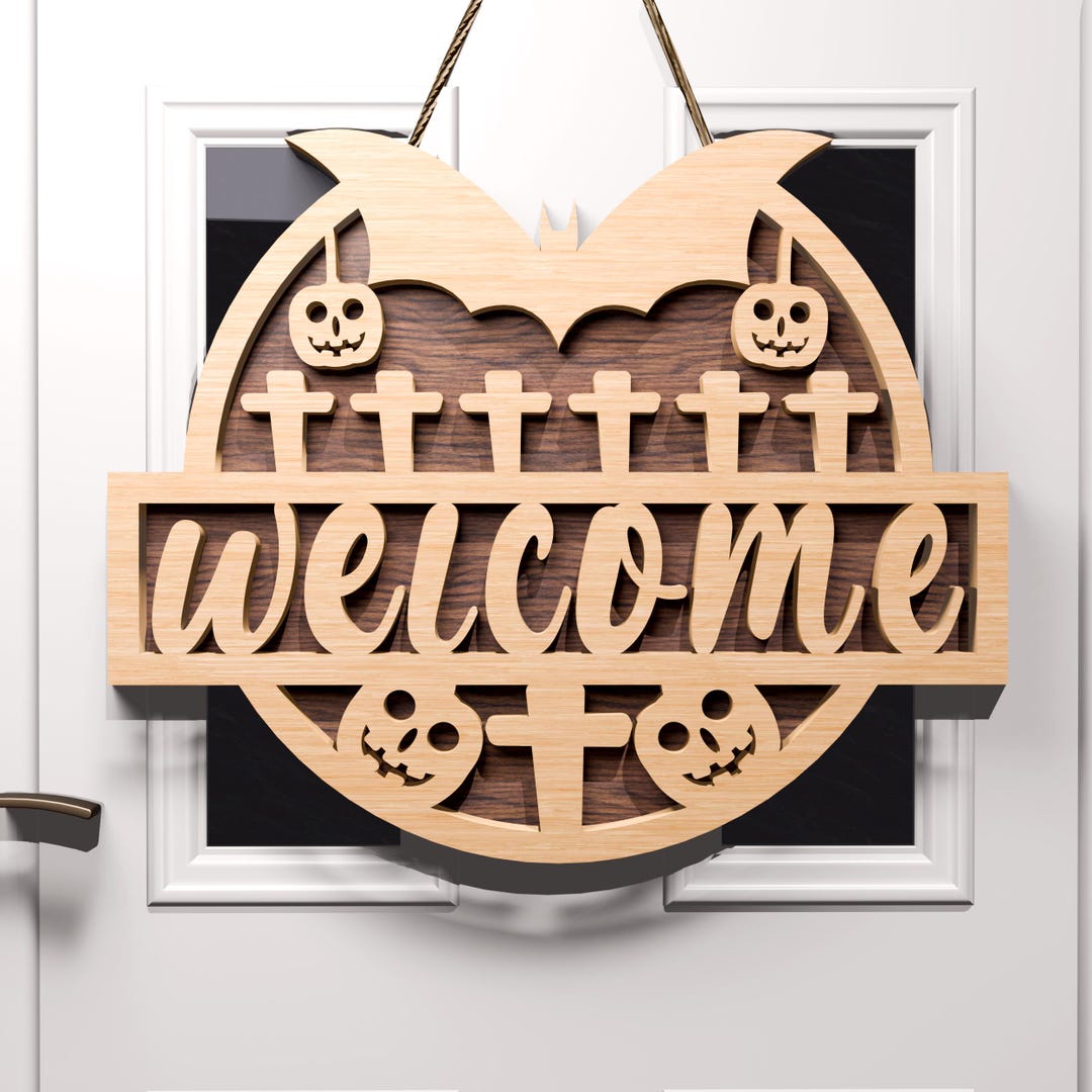 Bat Welcome Sign Svg , Spider Svg, Halloween Door Hanger SVG, Ghost Svg ...
