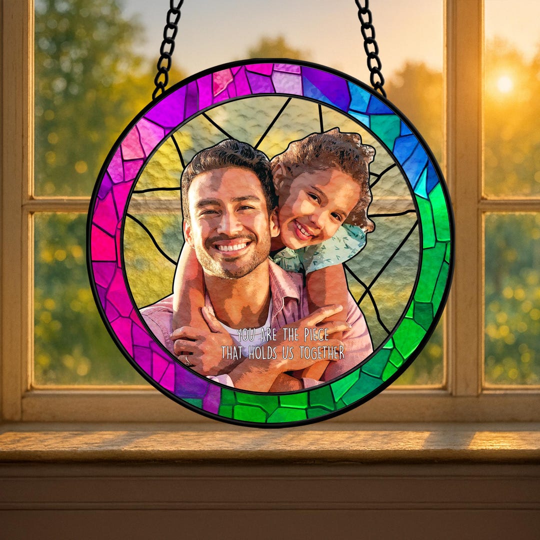 Custom Dad Portrait Stained Glass, Personalized Father's Day Gift for ...