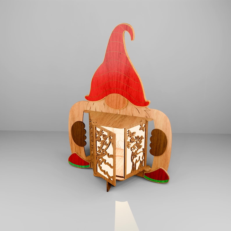Christmas Gnome Lantern Laser Cut File, Christmas Gnome Scene Lantern ...