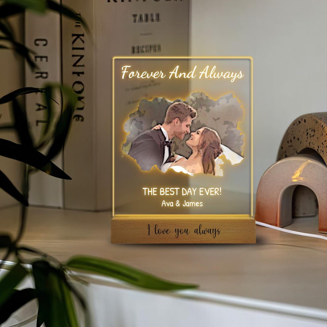 Custom Wedding Photo Frame, LED Photo Collage Light, Personalized ...