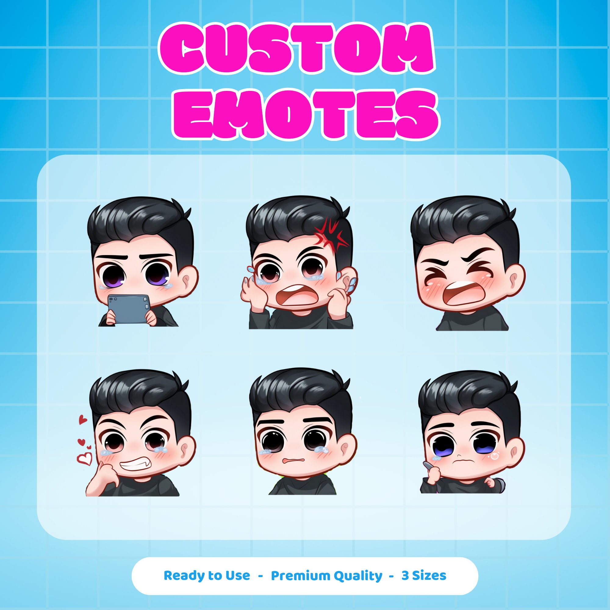 Custom Twitch Emotes or Base Emote and Animated Emotes, Sub Emotes ...